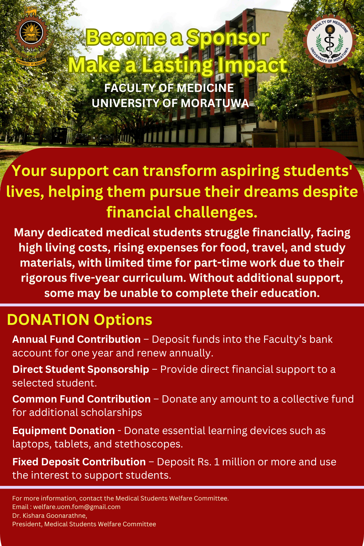 Medical Students Financial Assistance Scheme | University of Moratuwa