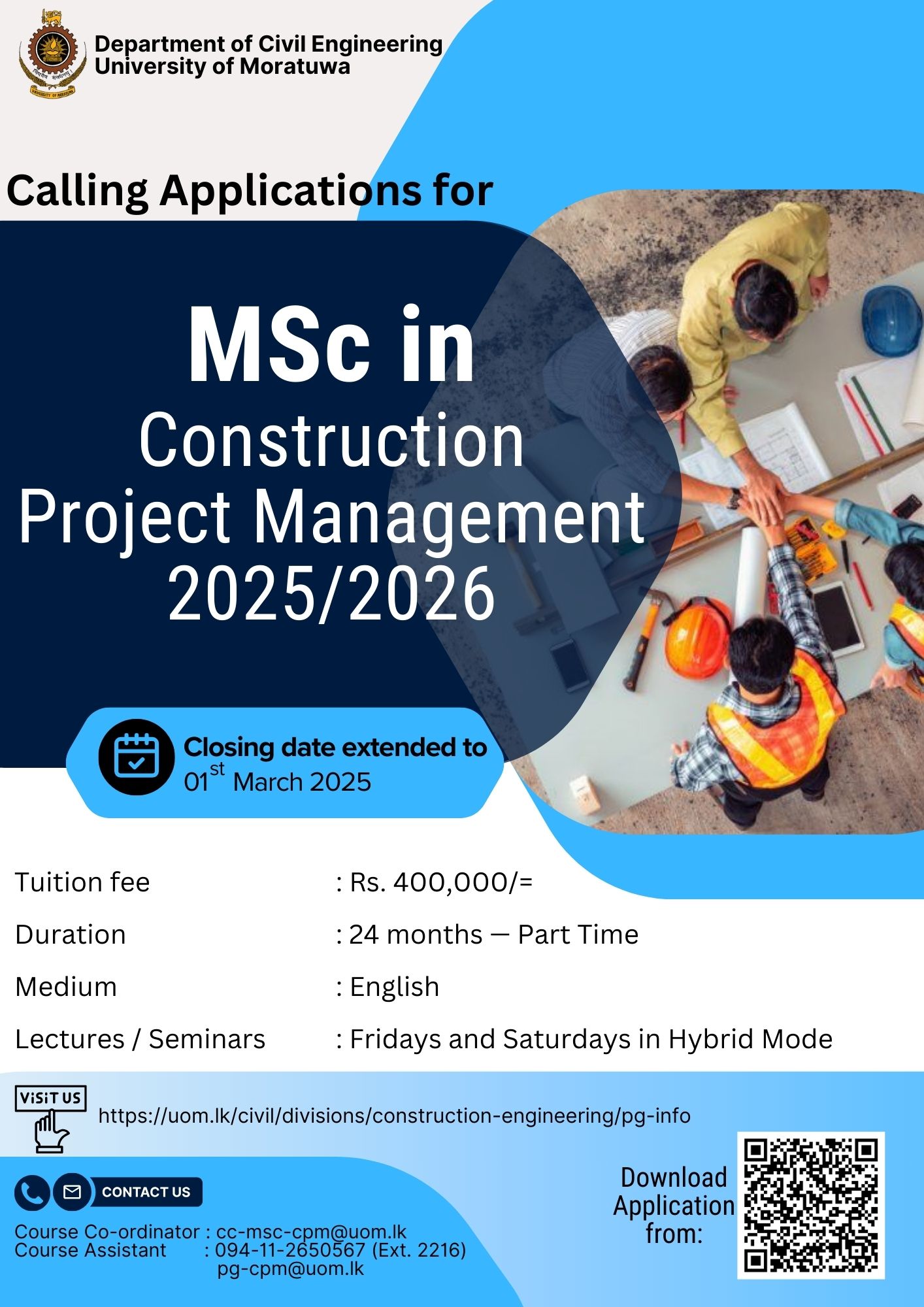 MSc in Construction Project Management | University of Moratuwa